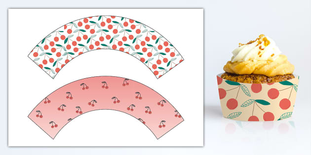 Cherry Cupcake Wrappers | Twinkl Party (teacher made)
