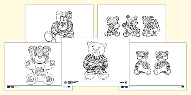 Teddy Bears Mindfulness Colouring Pages - Twinkl - KS1