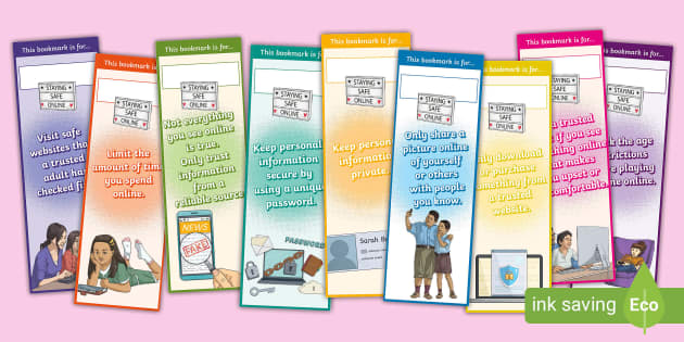 KS2 Online Safety Bookmarks - Twinkl