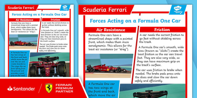 FREE Scuderia Ferrari: Forces Acting on a Formula One Car Poster