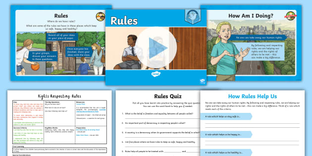 Citizenship LKS2 Respecting Rights Lesson 3: Rules Lesson Pack