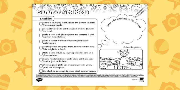 Summer Art Ideas Checklist - Twinkl Arts (teacher made)