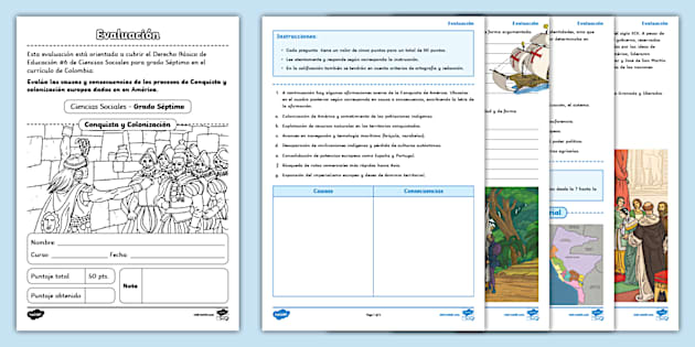 Guía de Evaluación: Conquista y Colonización - Twinkl Colombia