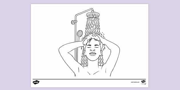 Hot Shower Colouring Sheet | Colouring Sheets - Twinkl