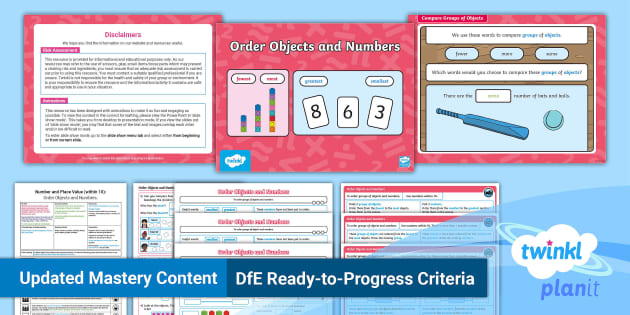 👉 Y1 Order Objects and Numbers Lesson 20 - Twinkl