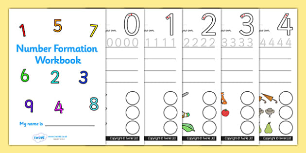 FREE! - Number Formation Workbook (0-9) - Handwriting, overwriting, number