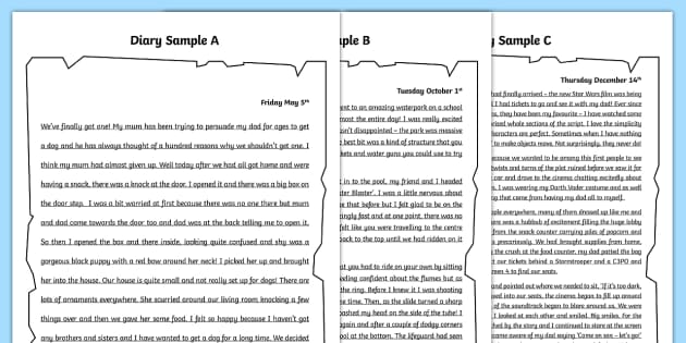 Diary Entry KS2 Writing Examples WAGOLL Primary Resource