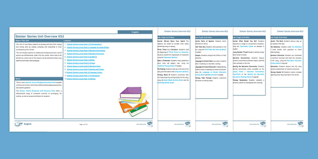 FREE! - Sinister Stories Unit Overview (teacher made)