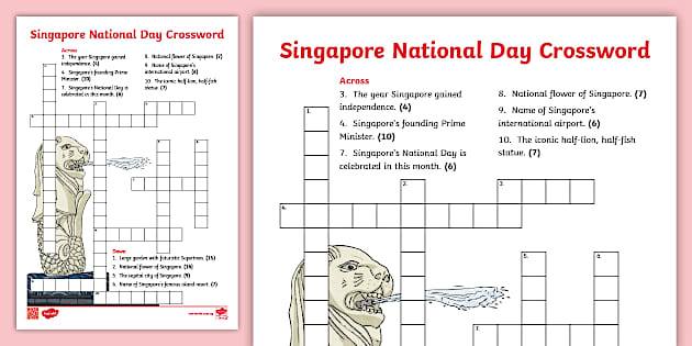 Singapore National Day Crossword Activity - Twinkl