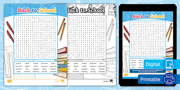 Back to School Word Search for 6th-8th Grade