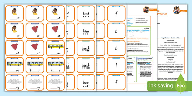 Physically Active Level 2 Phonics Game: Target Practice 'h', 'b', 'f', 'l'