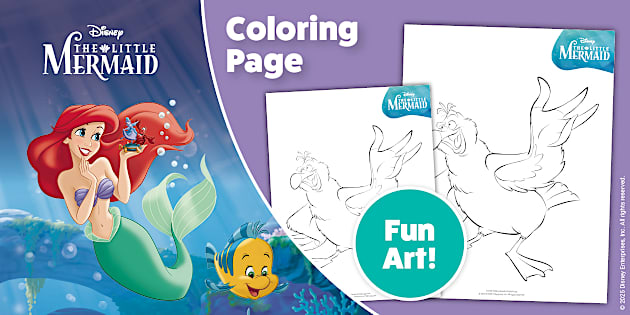 The Little Mermaid: Scuttle Coloring Page (Teacher-Made)