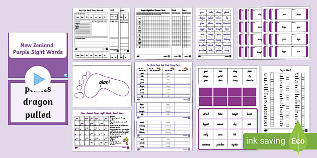 New Zealand Purple Sight Words Resource Pack (teacher made)