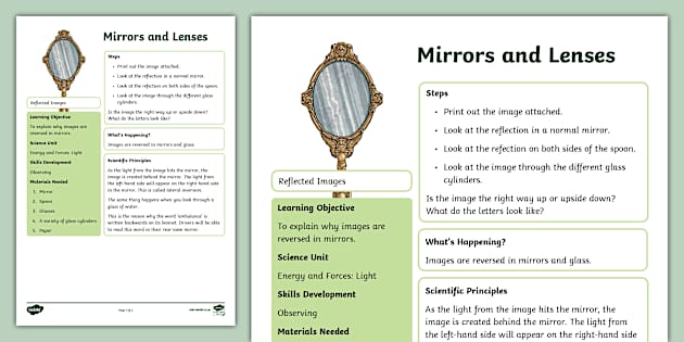 Reflected Images Science Experiment (professor feito) Reflected Images Science Experiment (professor feito)