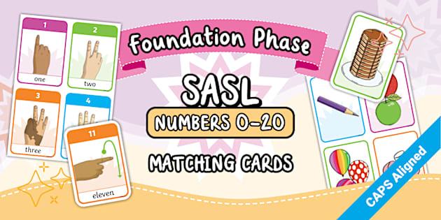 Foundation Phase - SASL - Numbers 0-20 - Matching Cards (CAPS Aligned)