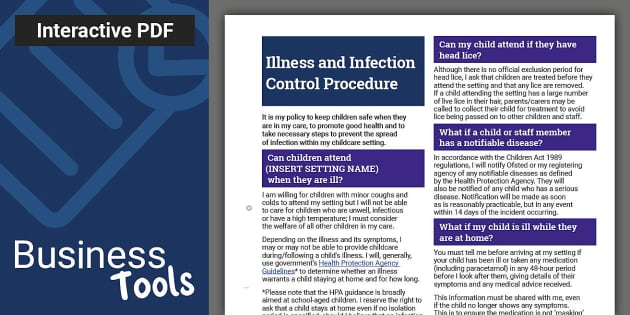 Illness and Infection Control | Childminder Sickness Policy