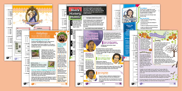 LKS2 October Differentiated Reading Comprehension Activity Pack (Age 7-9)