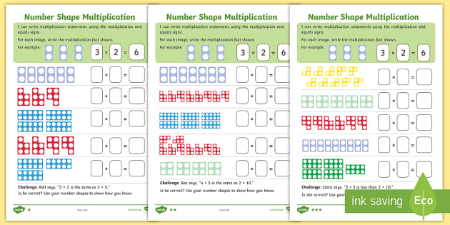 KS1 Number Shape Multiplication Differentiated Activity Sheets