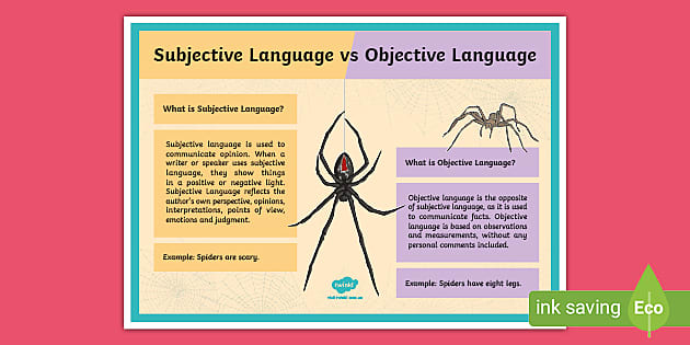 Subjective Language Vs Objective Language Twinkl