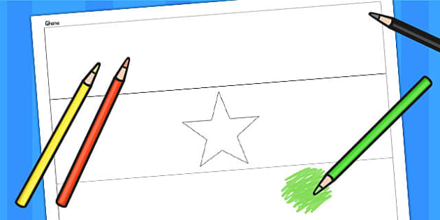 Ghana A4 Colouring Flag (teacher made) - Twinkl