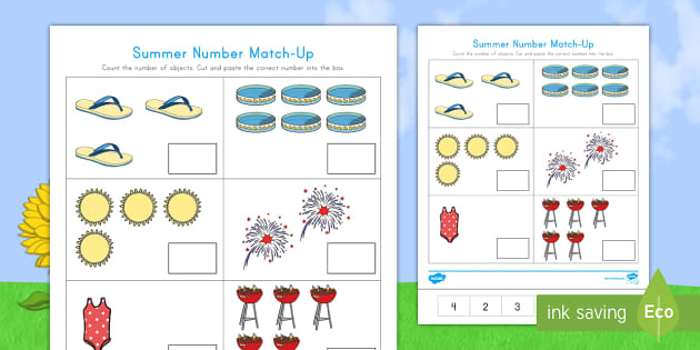Summer Number Match-Up Worksheet / Worksheet (teacher made)