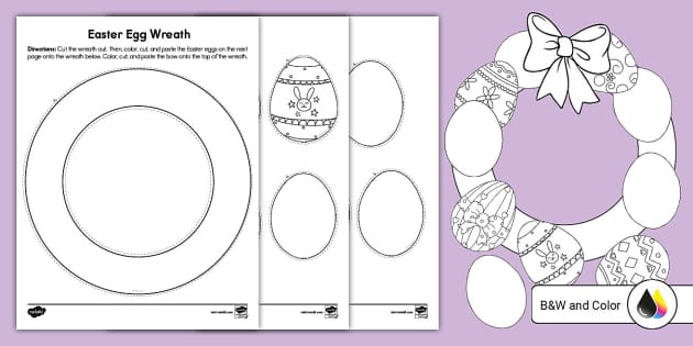 Easter Egg Wreath Color, Cut, and Paste Craft Activity