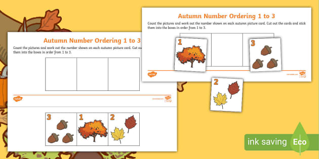 👉 * NEW * Autumn-Themed Number Ordering 1 to 3 - Twinkl
