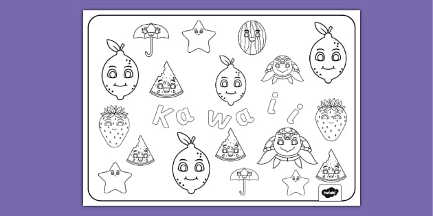 Kawaii Doodle Colouring Page (teacher made) - Twinkl