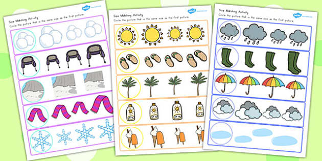 Winter Size Matching Worksheets Temperate (profesor hizo)