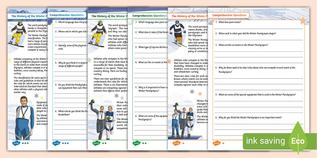 Winter Paralympics Differentiated Reading Comprehension