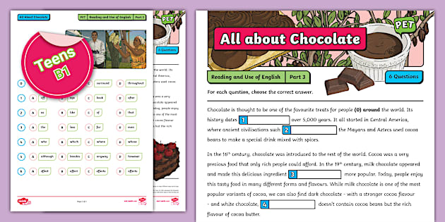 Twinkl B1 PET Reading & Use of English Part 5 Chocolate