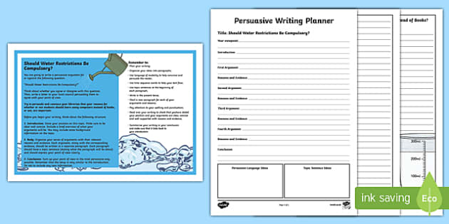 Year 5 Should Water Restrictions Be Compulsory Persuasive Writing 