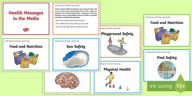 Health Messages in the Media Research Cards (teacher made)