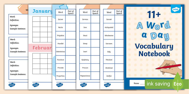 11+ A Word a Day Vocabulary Notebook (teacher made)