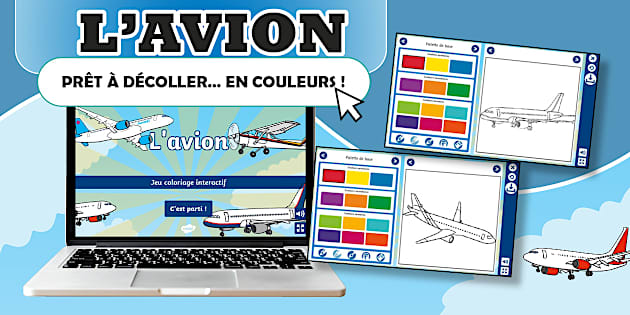 Jeu coloriage interactif : L'avion