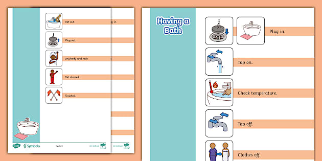 Twinkl Symbols: Having a Bath Visual Schedule (teacher made)