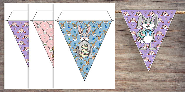 Easter Bunny Illustrations Bunting | Twinkl Party - Twinkl