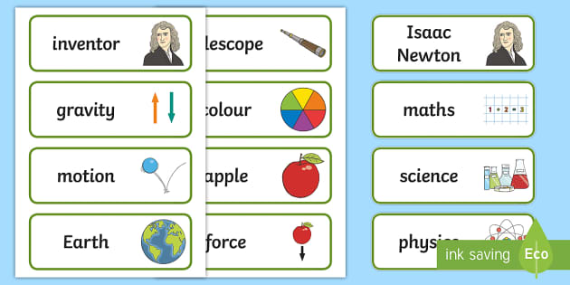 Isaac Newton Word Cards