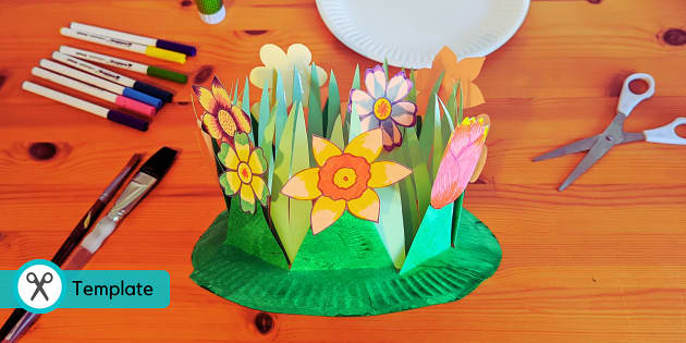 Spring Flowers Hat Paper Easter Bonnet Ideas Twinkl