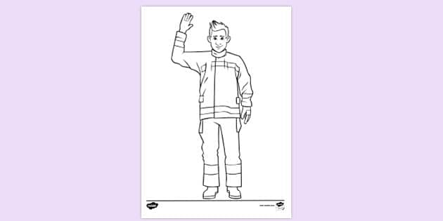 FREE! - Chief Firefighter Saying Stop Colouring | Colouring Sheets