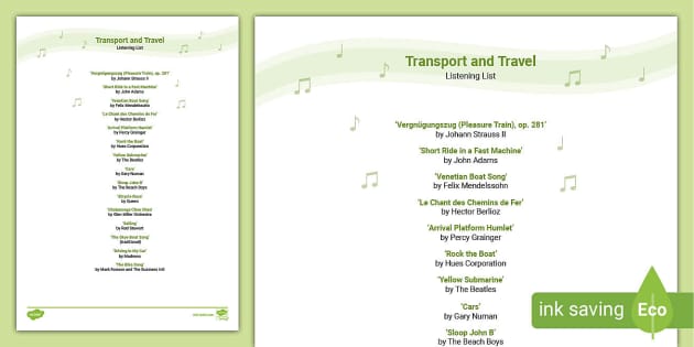 Transport and Travel Listening List | Twinkl - Twinkl