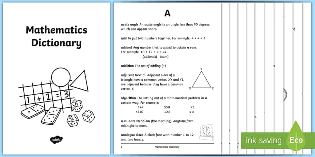 Mathematical Language Dictionary Maths Activity Booklet