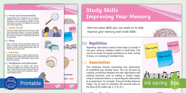 Study Skills – Improving Your Memory - Twinkl