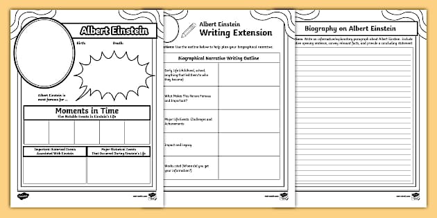 Albert Einstein Biography Research and Writing Project for 6th-8th Grade