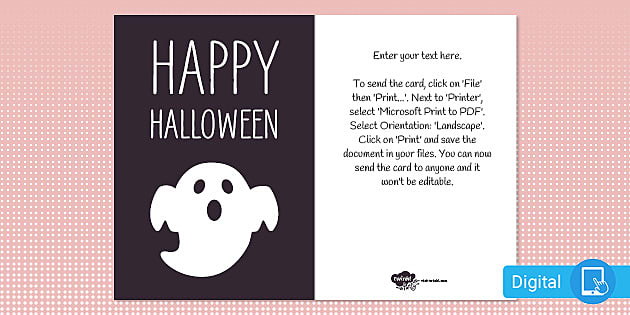 Happy Halloween Ghost Editable E-Card | Twinkl Party