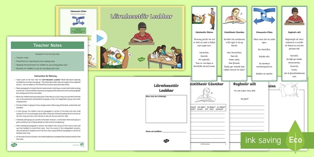 Black and White Reading Roles for Stories and Novels Activity Pack Gaeilge