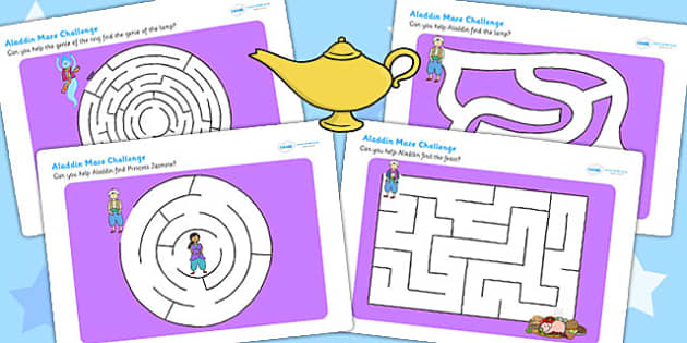 Aladdin Differentiated Maze Worksheet / Worksheet Pack