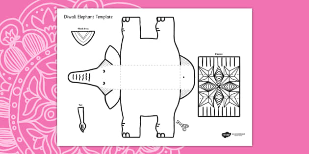 Diwali Elephant Cutout Template Primary Teaching Resources