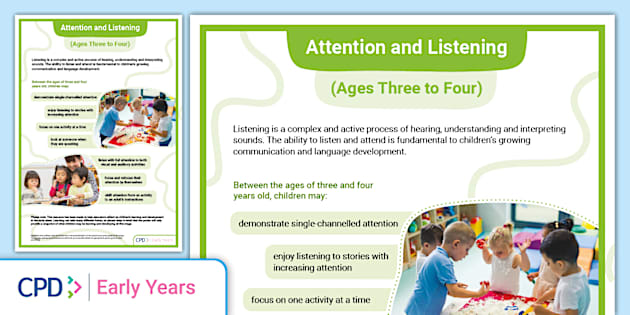 Attention and Listening (Ages 3-4) | Kindergarten CPD | Twinkl