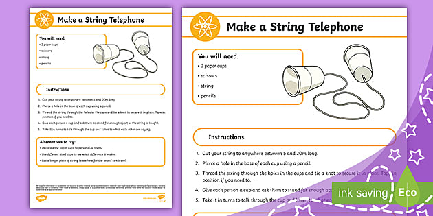 Make A String Telephone Craft Instructions - Science